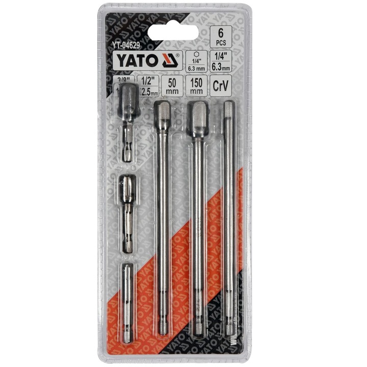 Set 6 adaptoare Yato YT-04629, HEX, Crom Vanadiu - eMAG.ro