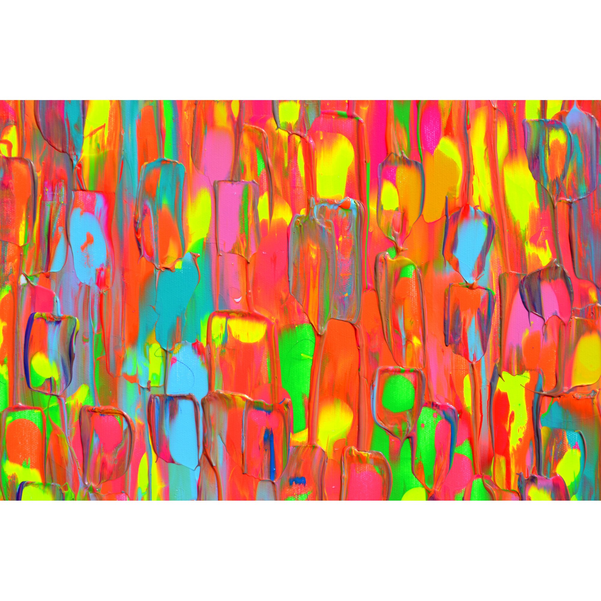 Tablou mare, pictat manual, cutit de paleta, reliefuri inalte, colorat ...