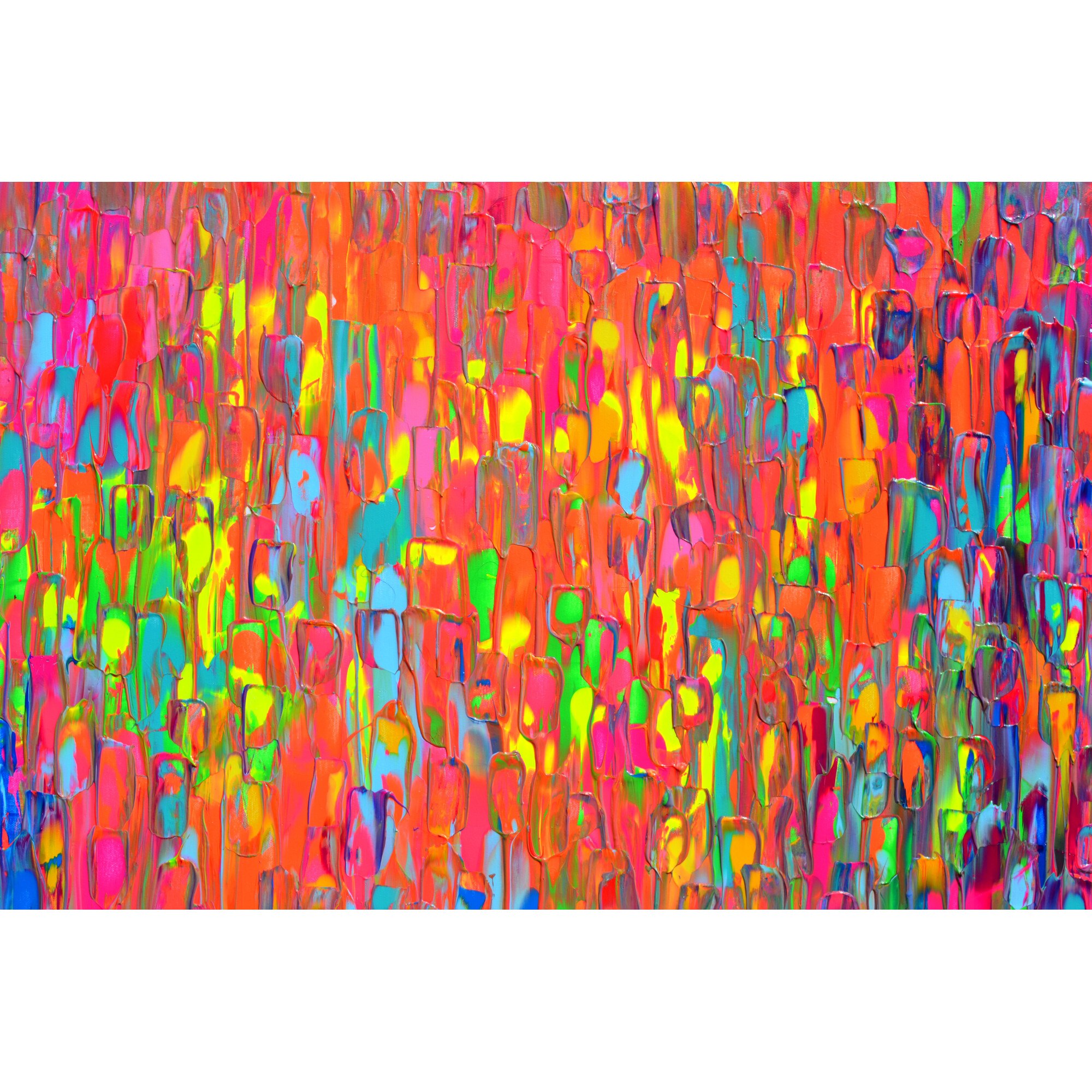 Tablou mare, pictat manual, cutit de paleta, reliefuri inalte, colorat ...