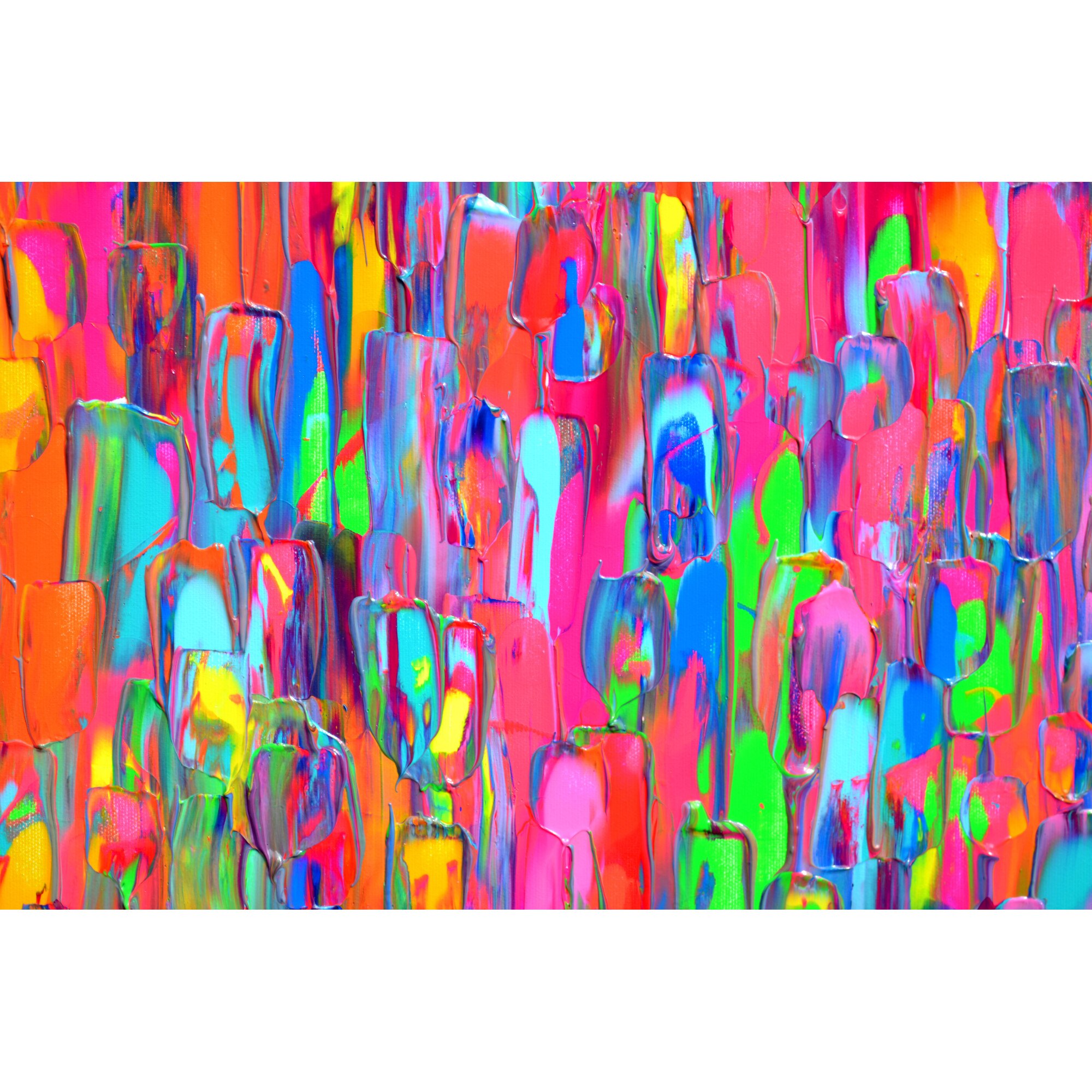 Tablou mare, pictat manual, cutit de paleta, reliefuri inalte, colorat ...