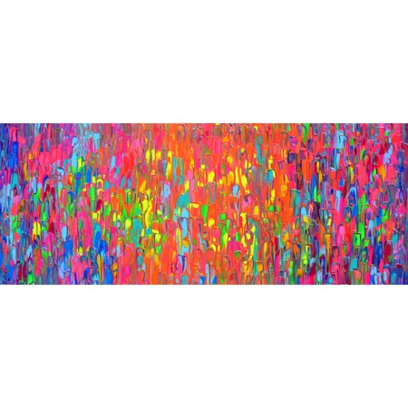 Tablou mare, pictat manual, cutit de paleta, reliefuri inalte, colorat ...