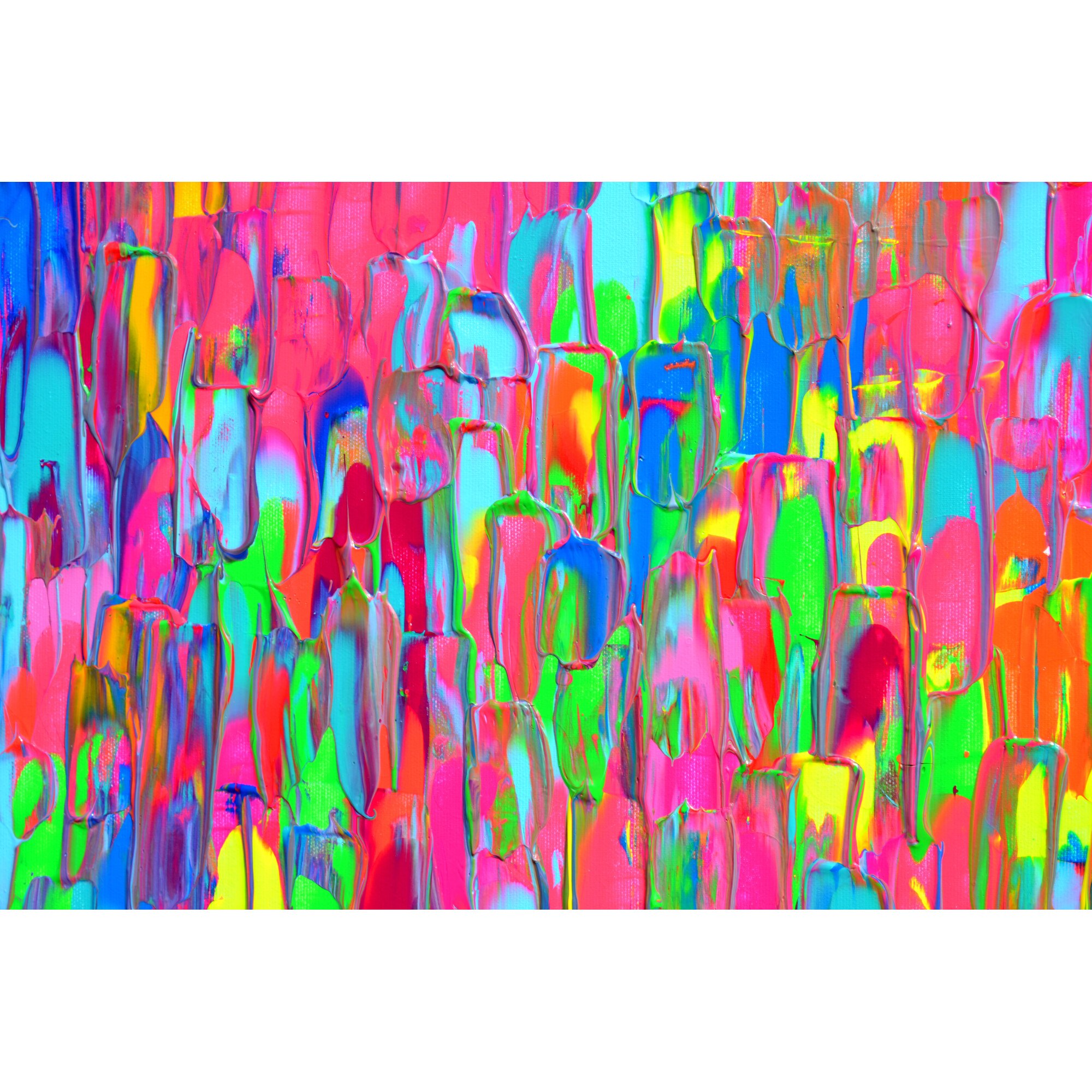 Tablou mare, pictat manual, cutit de paleta, reliefuri inalte, colorat ...