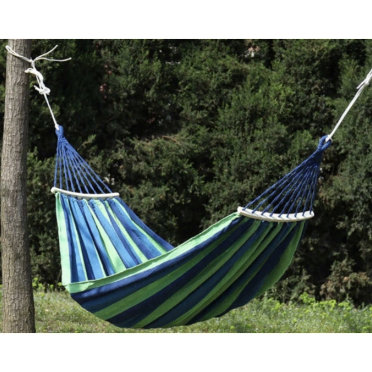 Hamac Multicolor cu cadru din lemn pentru Curte sau Gradina, Dimensiuni ...