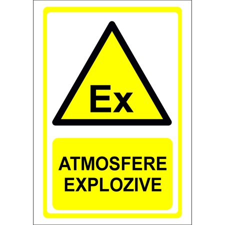 Indicator avertizare Atmosfere explozive, Hartie autocolanta 128g ...
