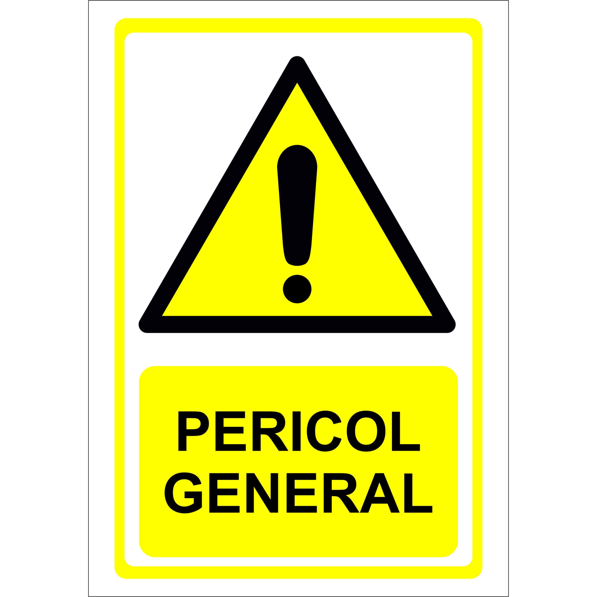Indicator avertizare Pericol general, Hartie autocolanta 128g, 20x28cm ...