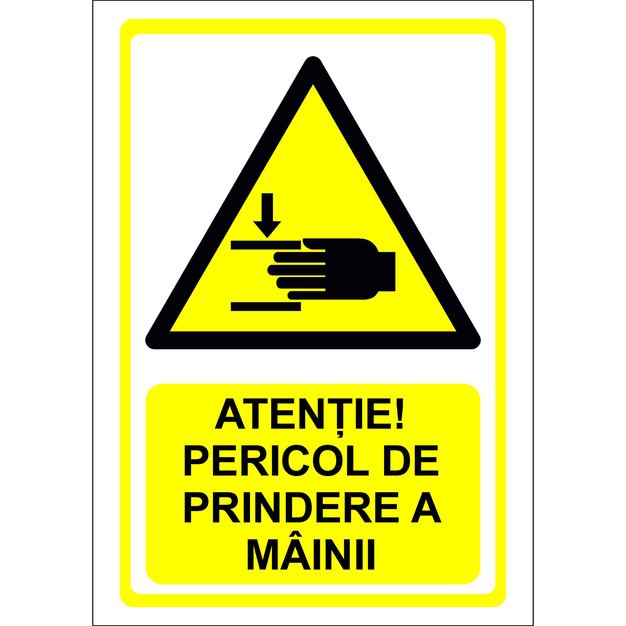 Indicator avertizare Atentie pericol de prindere a mainii, Hartie ...