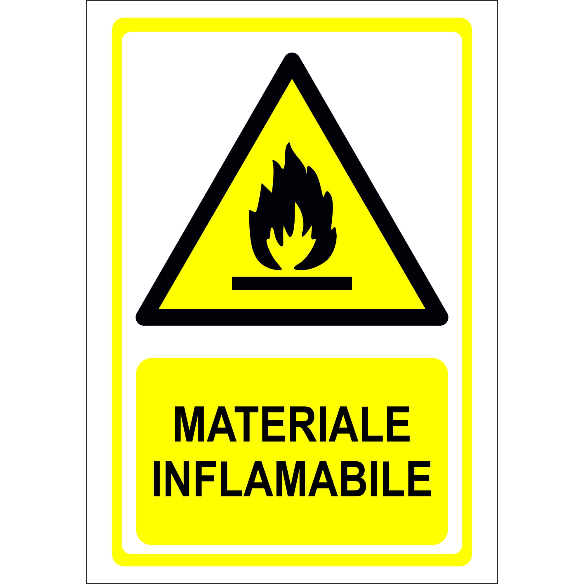 Indicator avertizare Materiale inflamabile, Hartie autocolanta 128g ...