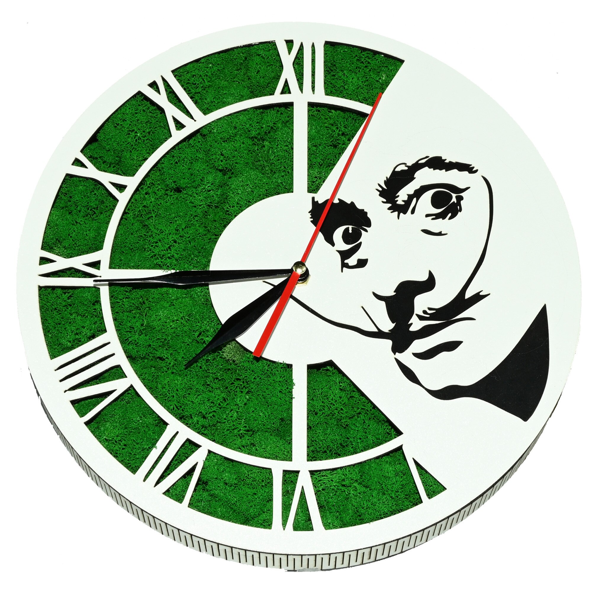 Ceas din licheni, Salvador Dali, alb, 30 cm - eMAG.ro