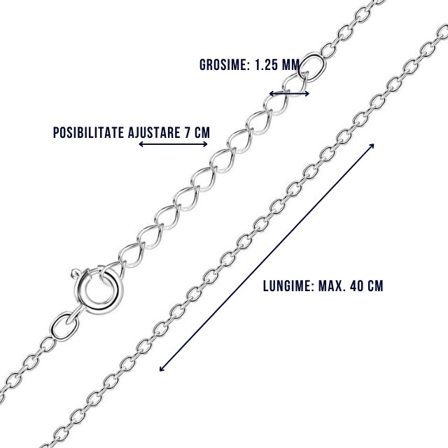 Lantisor argint 925 simplu, lungime 40 cm, posibilitate ajustare de 7 ...