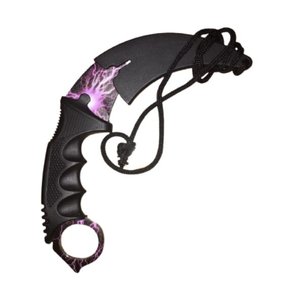 Cutit Karambit, Purple Lightning, cu tais, pentru antrenament - eMAG.ro