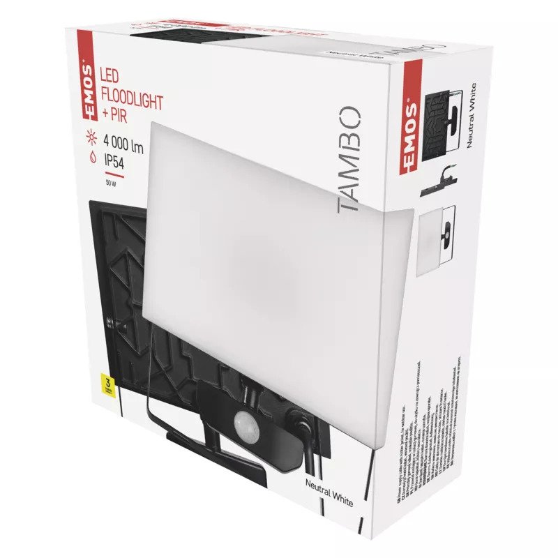 Reflector LED EMOS Tambo 50W 4000lm cu senzor de miscare IP54 - eMAG.ro