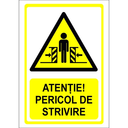 Indicator avertizare Pericol de strivire, Hartie autocolanta 128g ...
