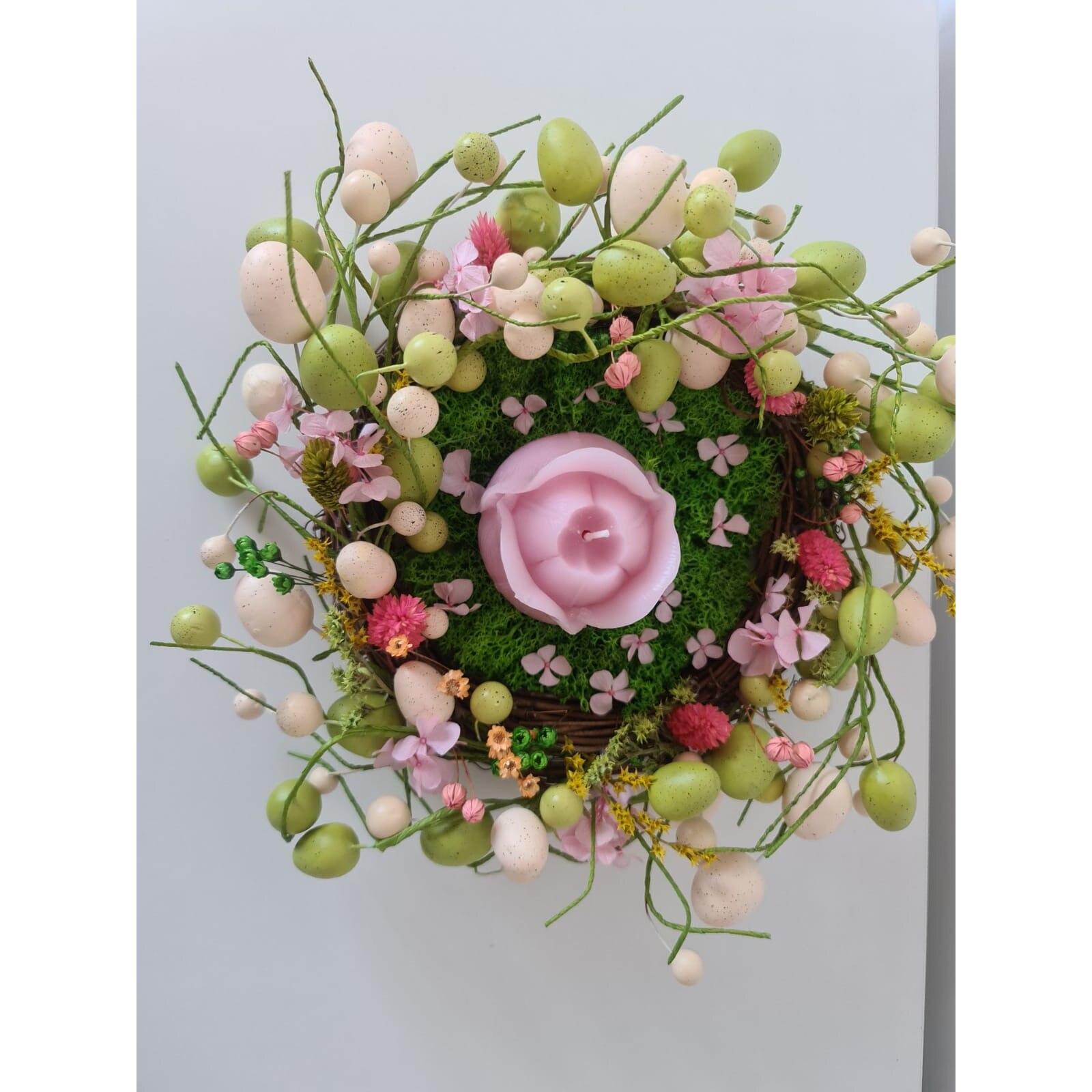 Aranjament masa Paste, flori criogenate si licheni, 30 cm - eMAG.ro