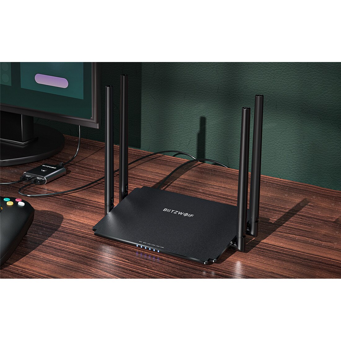 Безжичен рутер BlitzWolf BW-NET1, AC1200, Dual Band, Черен - eMAG.bg