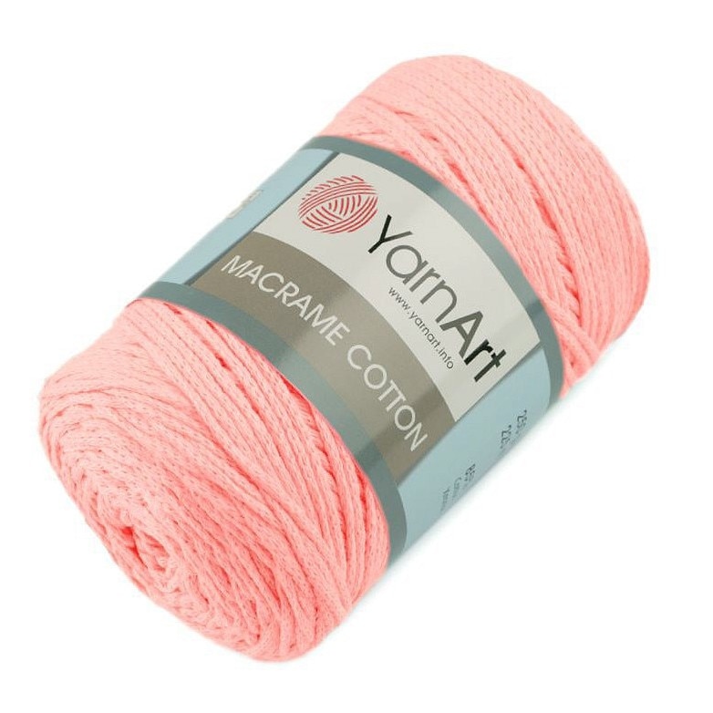 Fir de tricotat, crosetat Macrame Cotton, Yarnart, roz pudrat, 250 g ...
