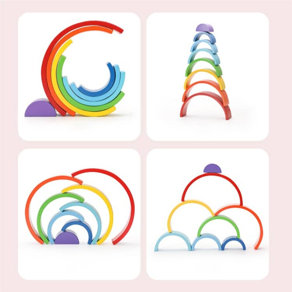 Curcubeu 8 piese colorate din lemn - eMAG.ro