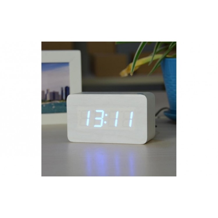 Ceas Home Desteptator cu Carcasa din Lemn, Functie Afisaj Termometru ...