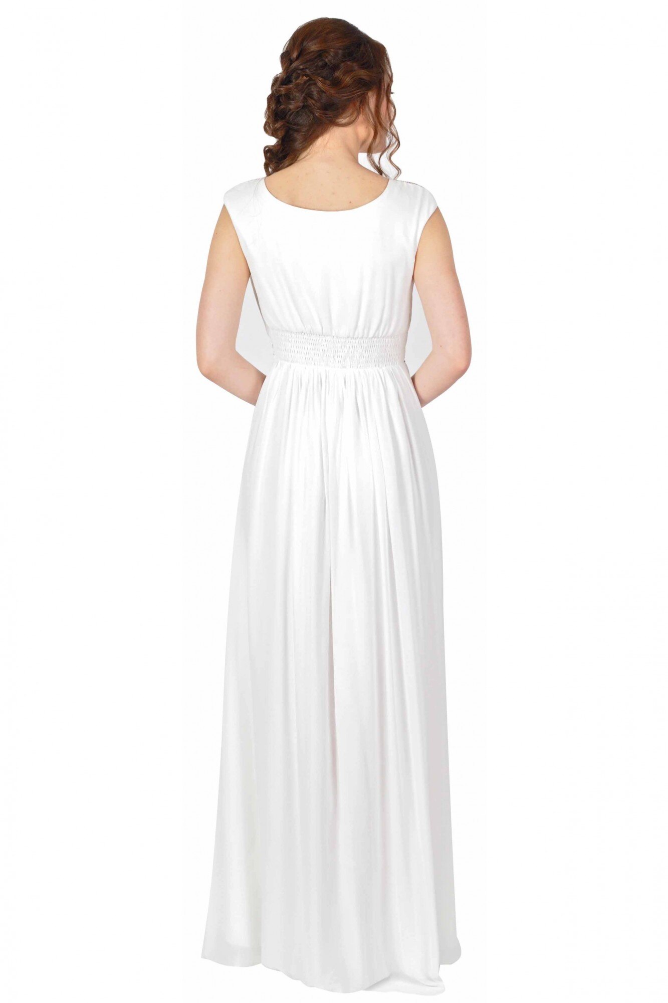 Rochie de ocazie alba lunga plisata cu pietre aplicate HK1516 La Femme ...