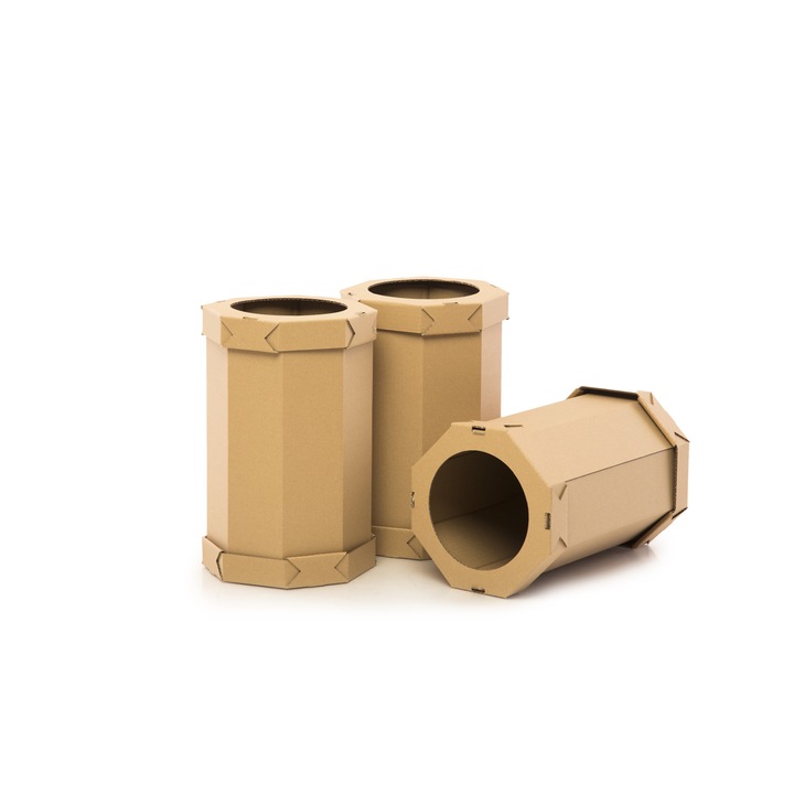 Set 3 Cosuri de gunoi din carton octagonale - colectare selectiva, 60 l ...
