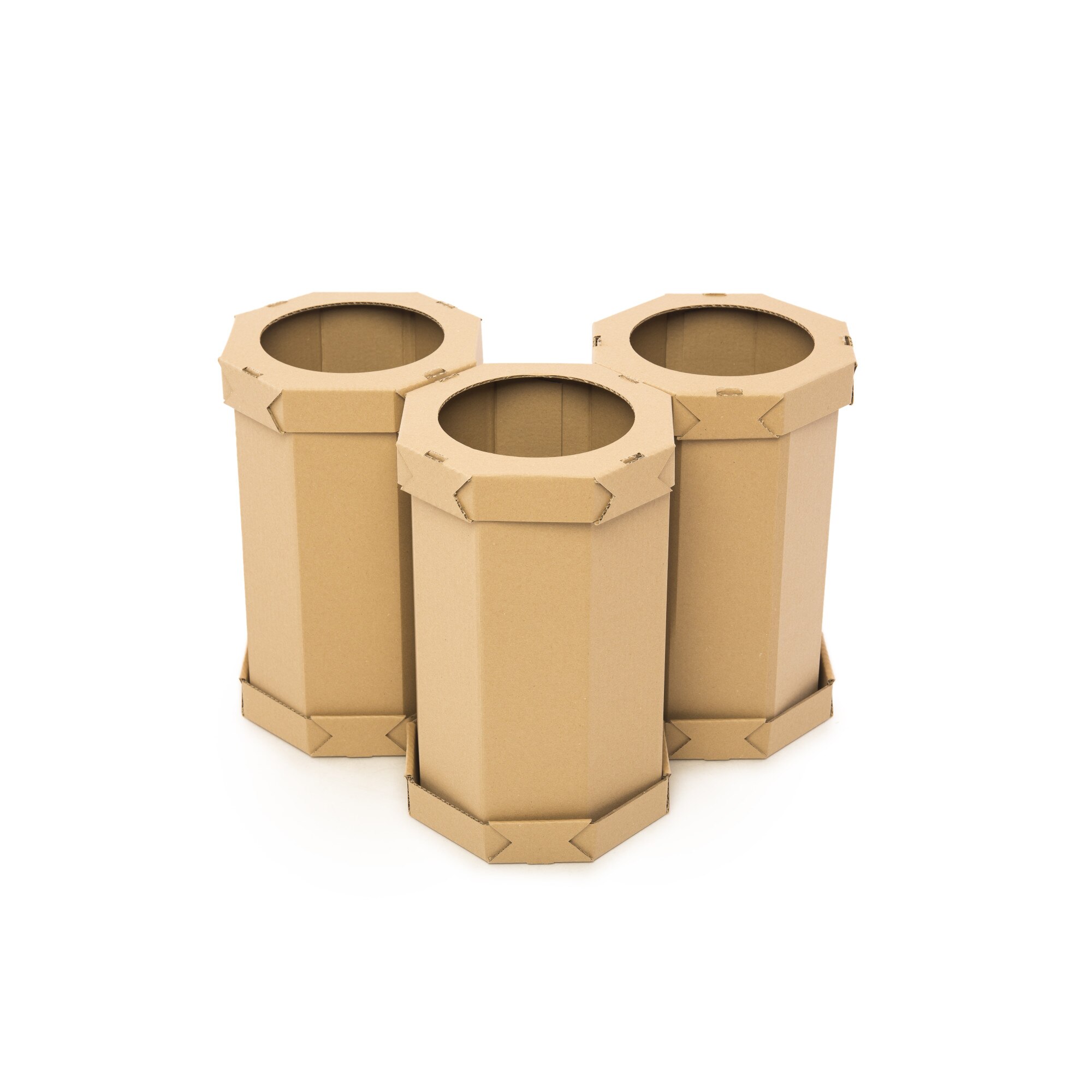 Set 3 Cosuri de gunoi din carton octagonale - colectare selectiva, 60 l ...