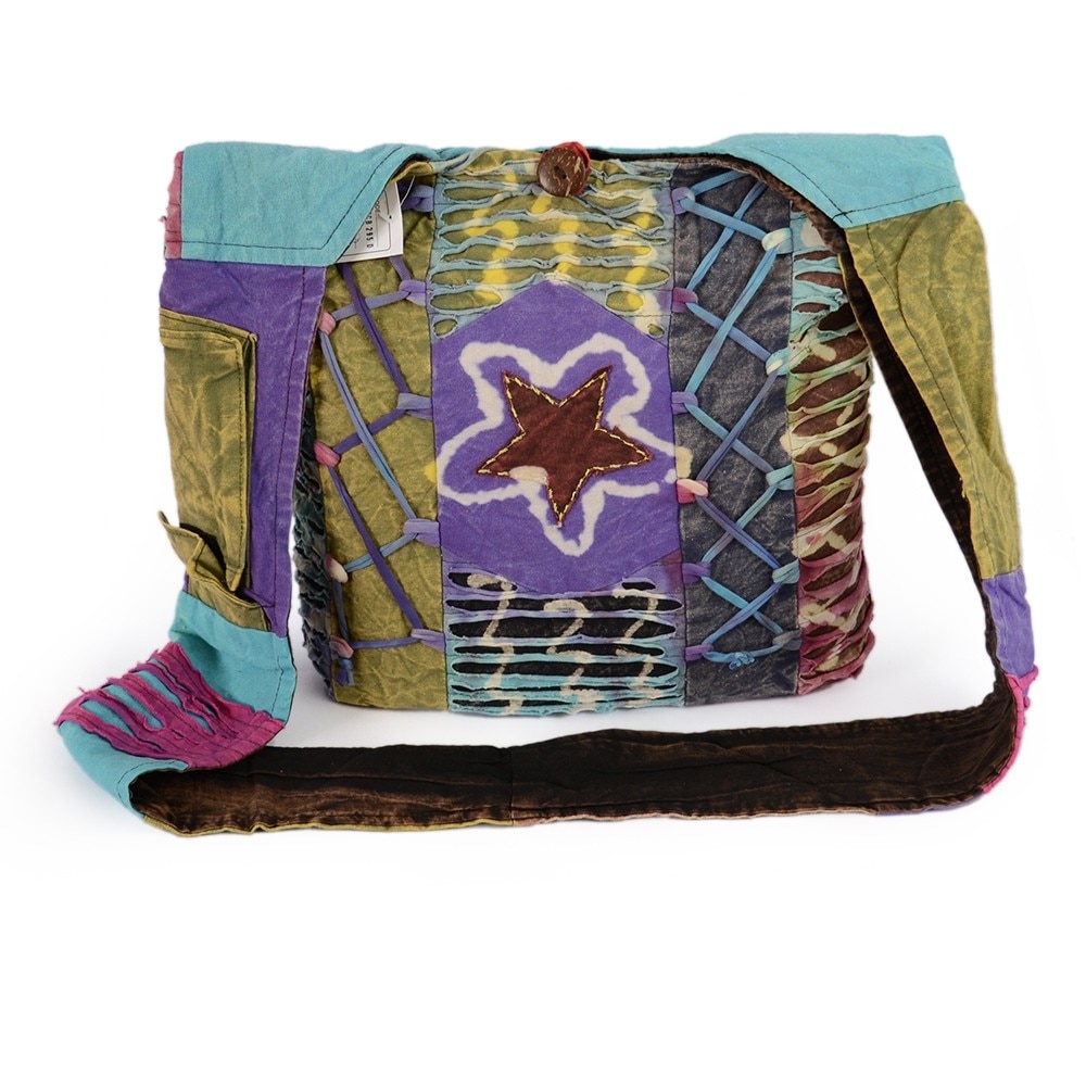 Geanta unicat din bumbac, handmade in Nepal, stea hippie 20 - eMAG.ro