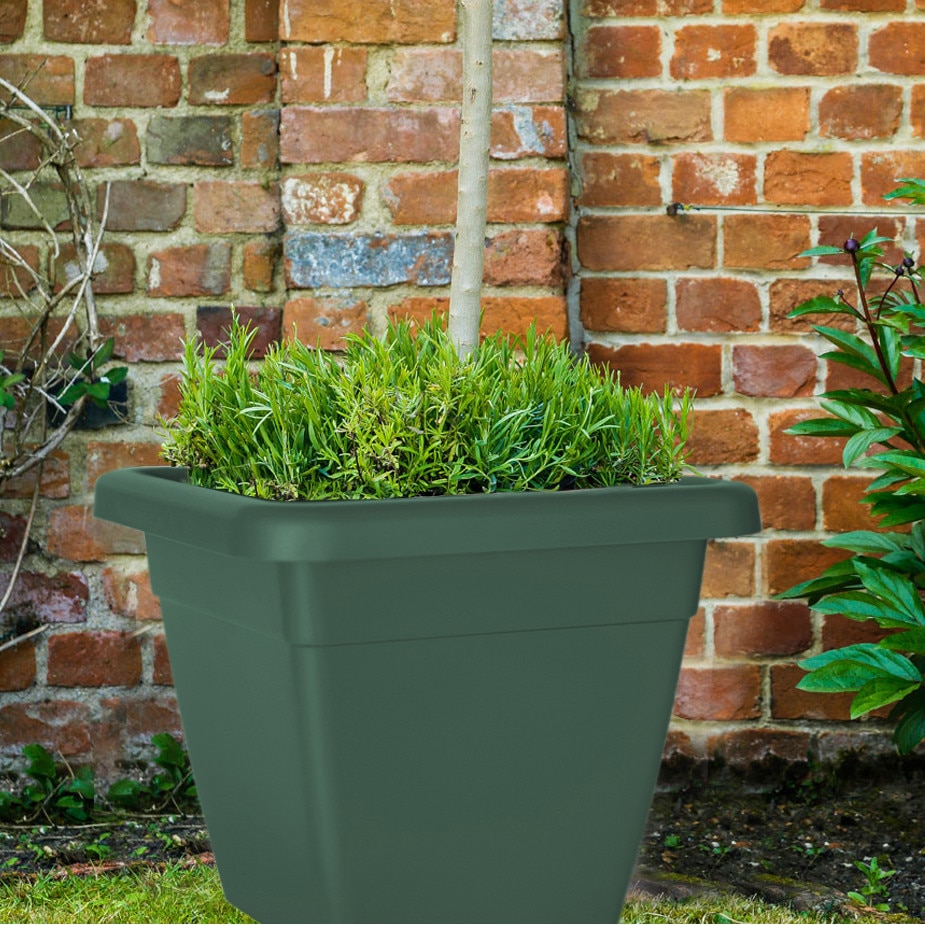 Ghiveci patrat pentru exterior Venezia, latura de 30 cm, culoarea Verde ...