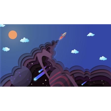 Fototapet desene spatiu racheta 360x250cm hartie blueback - eMAG.ro