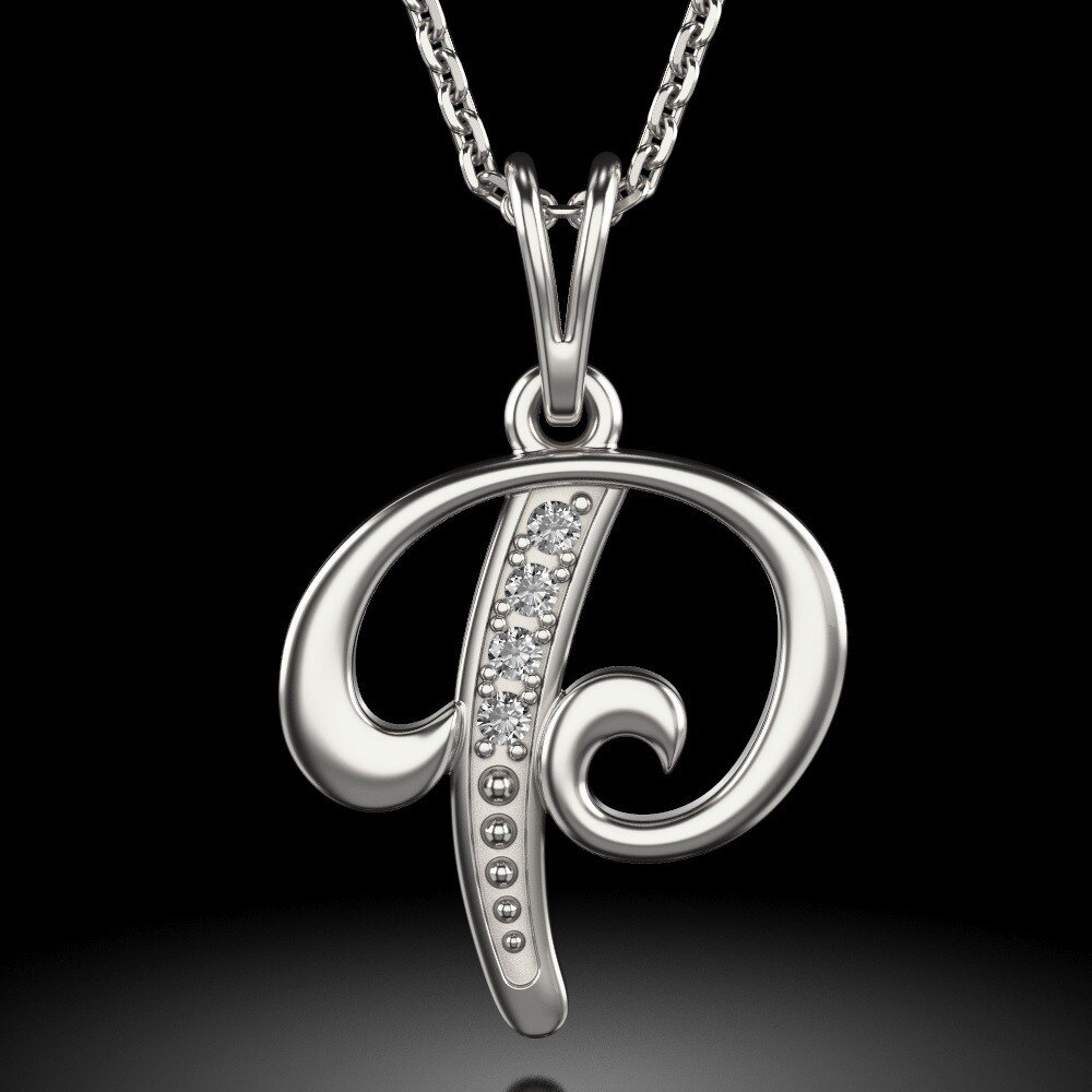 Colier din aur alb cu pandantiv Initiala P - eMAG.ro