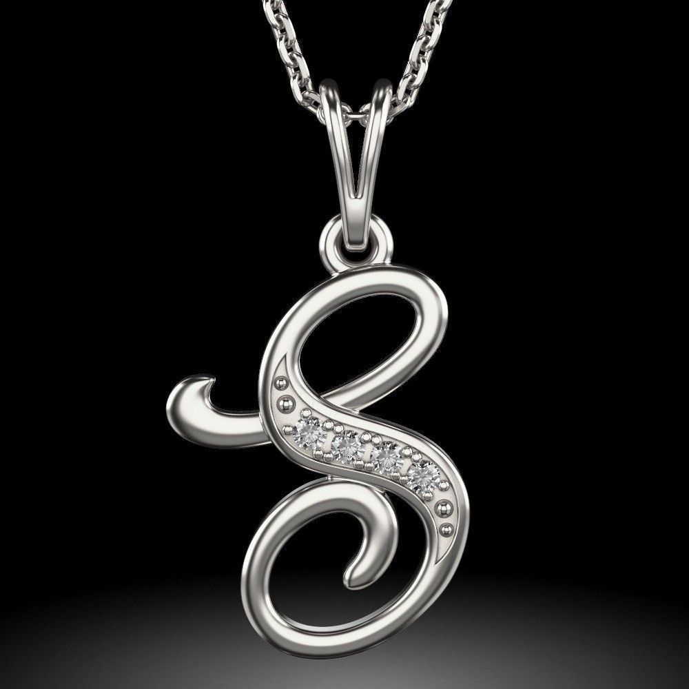 Colier din argint cu pandantiv Initiala S - eMAG.ro
