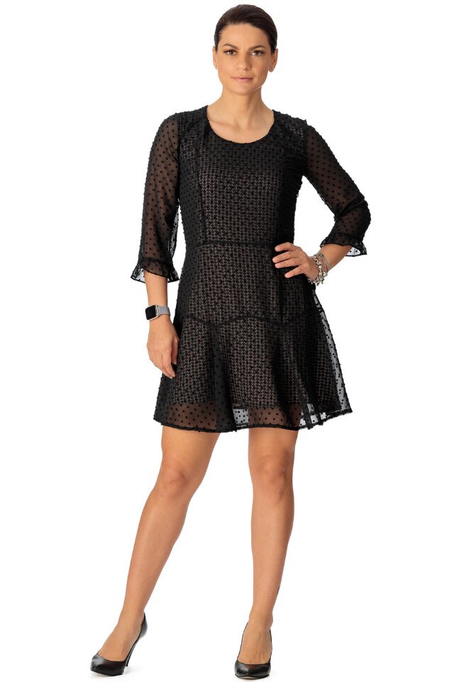 Rochie scurta, Giorgal, Adella, cu volan, neagra, 38EU - eMAG.ro