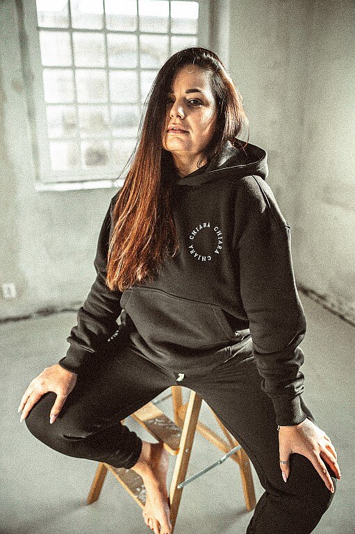 Hanorac dama supradimensional, Chiara, Negru, Bumbac - eMAG.ro