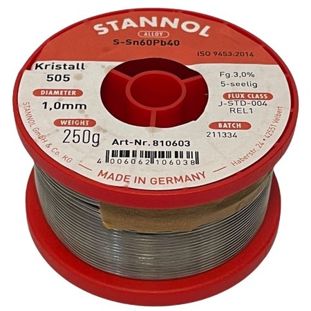 Fludor 1mm, 250g, SN60PB40, 810603, Kristall sorozat, Stannol, 336568 ...