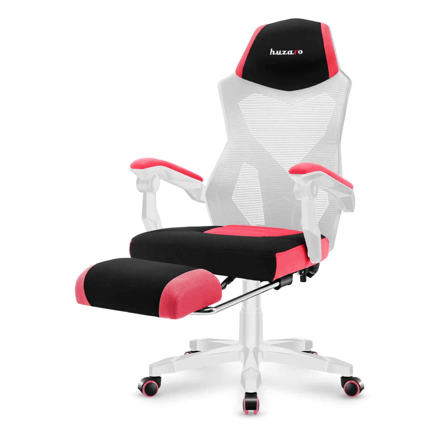 Scaun gaming Huzaro, Combat 3.0, Suport pentru picioare, Plasa, Roz ...