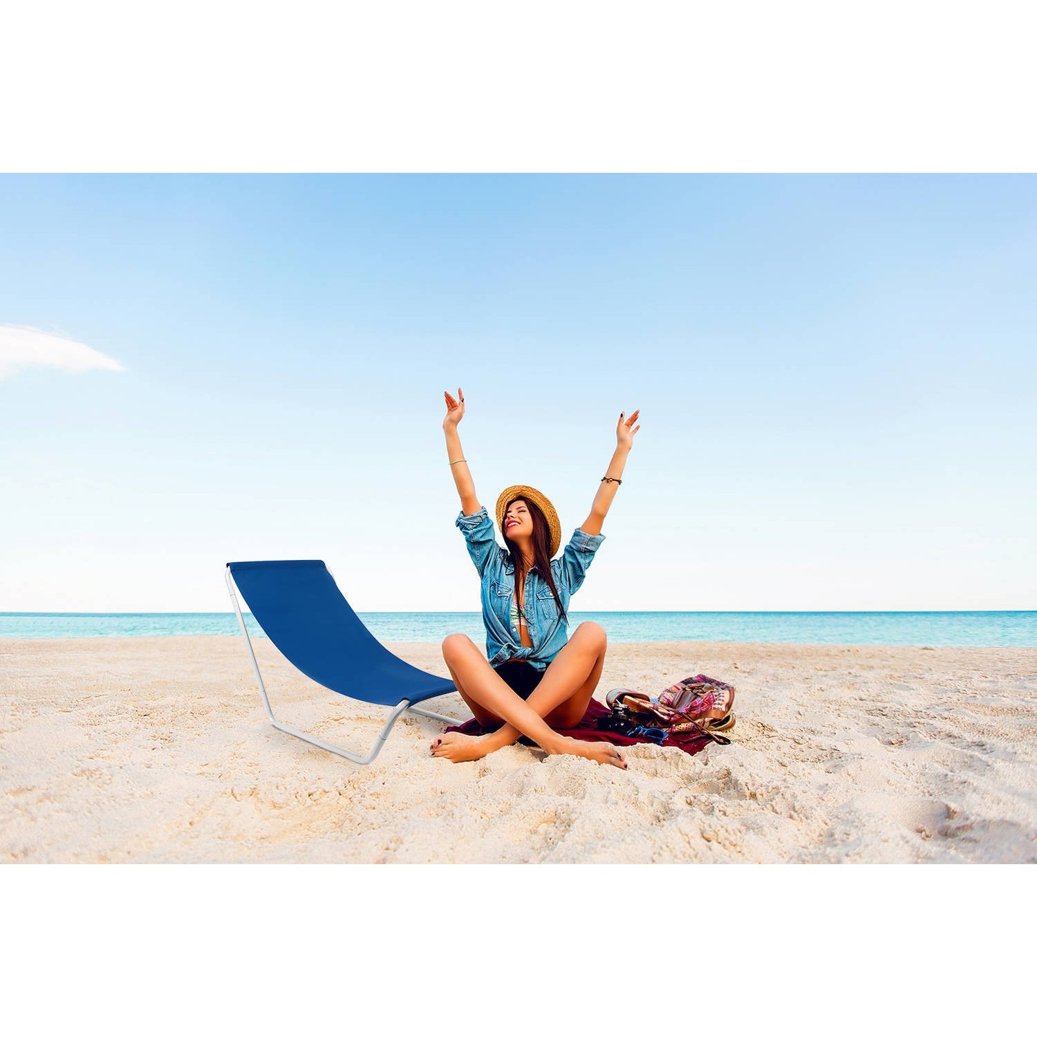 Sezlong DDEshop Pliabil, Ideal pentru Plaja, Camping, Terasa si Gradina ...
