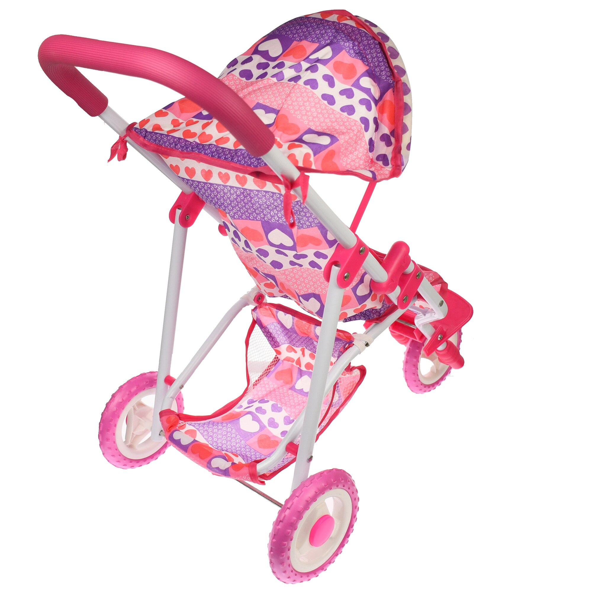 Carucior de jucarie pentru papusi, cu inimioare, 60 cm - 33881M - eMAG.ro