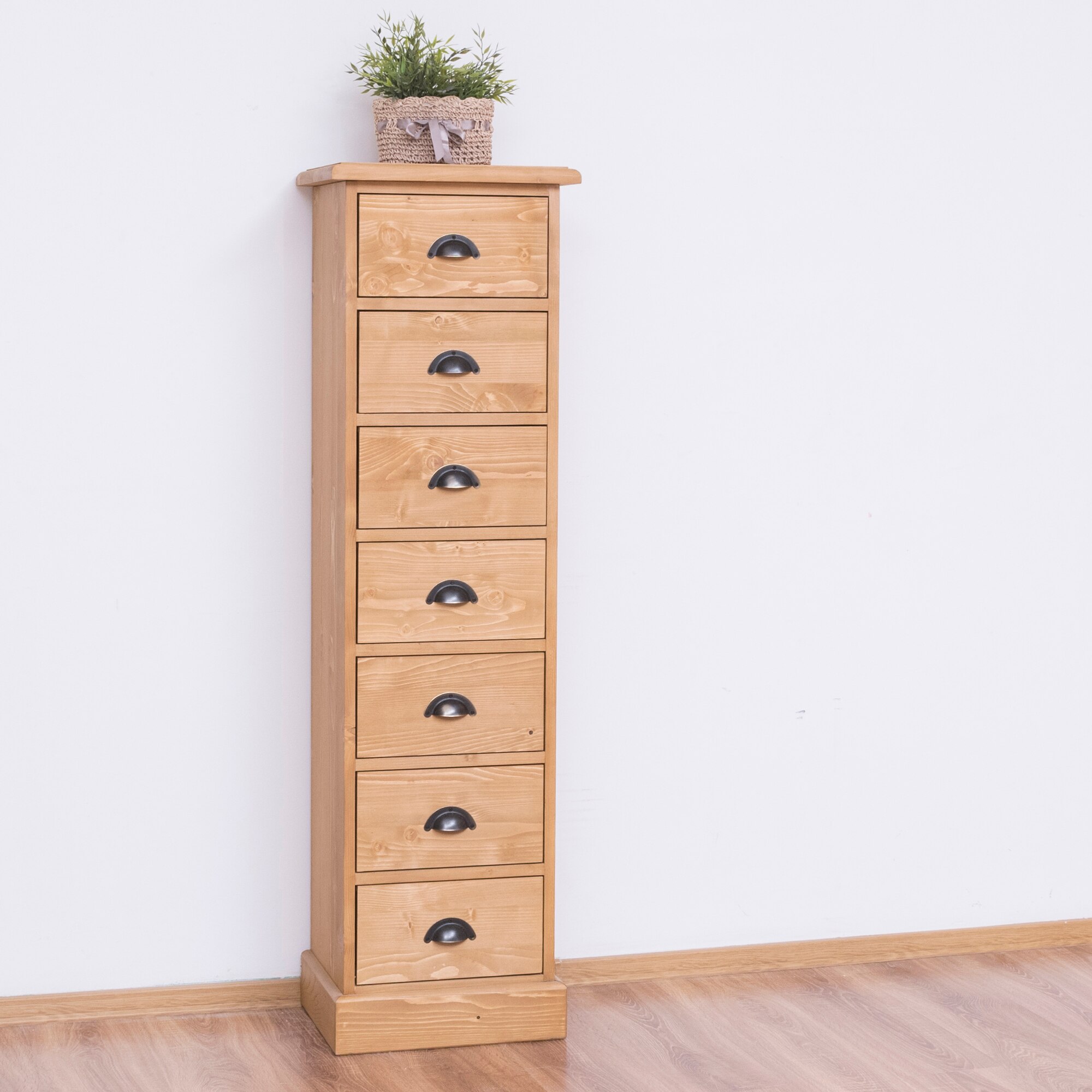 Comoda Szel-Mob ingusta cu 7 setare, culoare natural, ceruit, 100% lemn ...