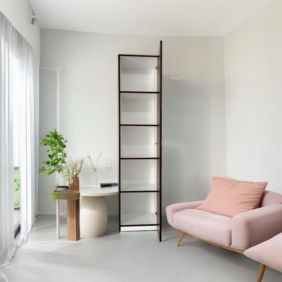 Dulap tip Soldat cu 1 usa si 4 polite, Alb + Wenge, 197x45x50 cm, Cant ...