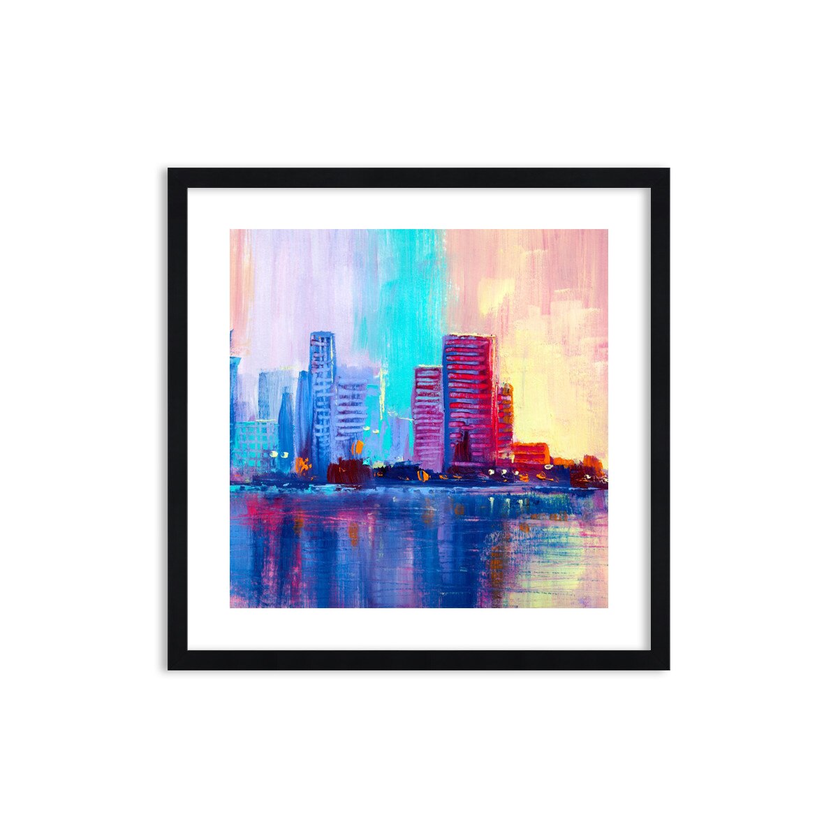 Tablou in rama 60x60 cm, Pictura cu Blocuri Zgarie-Nori, F1BAC60x60 ...