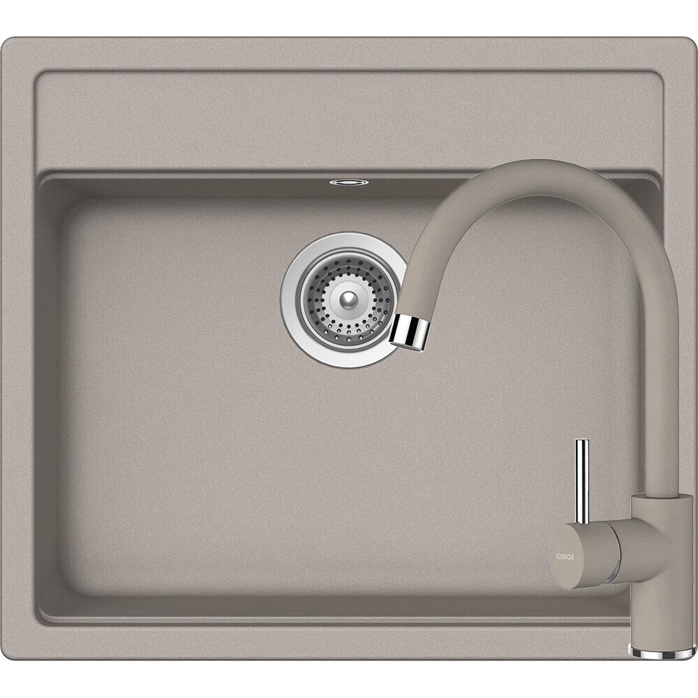 Kit chiuveta Schock Nemo N-100 570 x 510 mm si baterie Schock Plutos Beton Cristalite - eMAG.ro