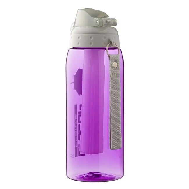 Recipient apa cu design ergonomic si curea, mov, 750 ml - eMAG.ro