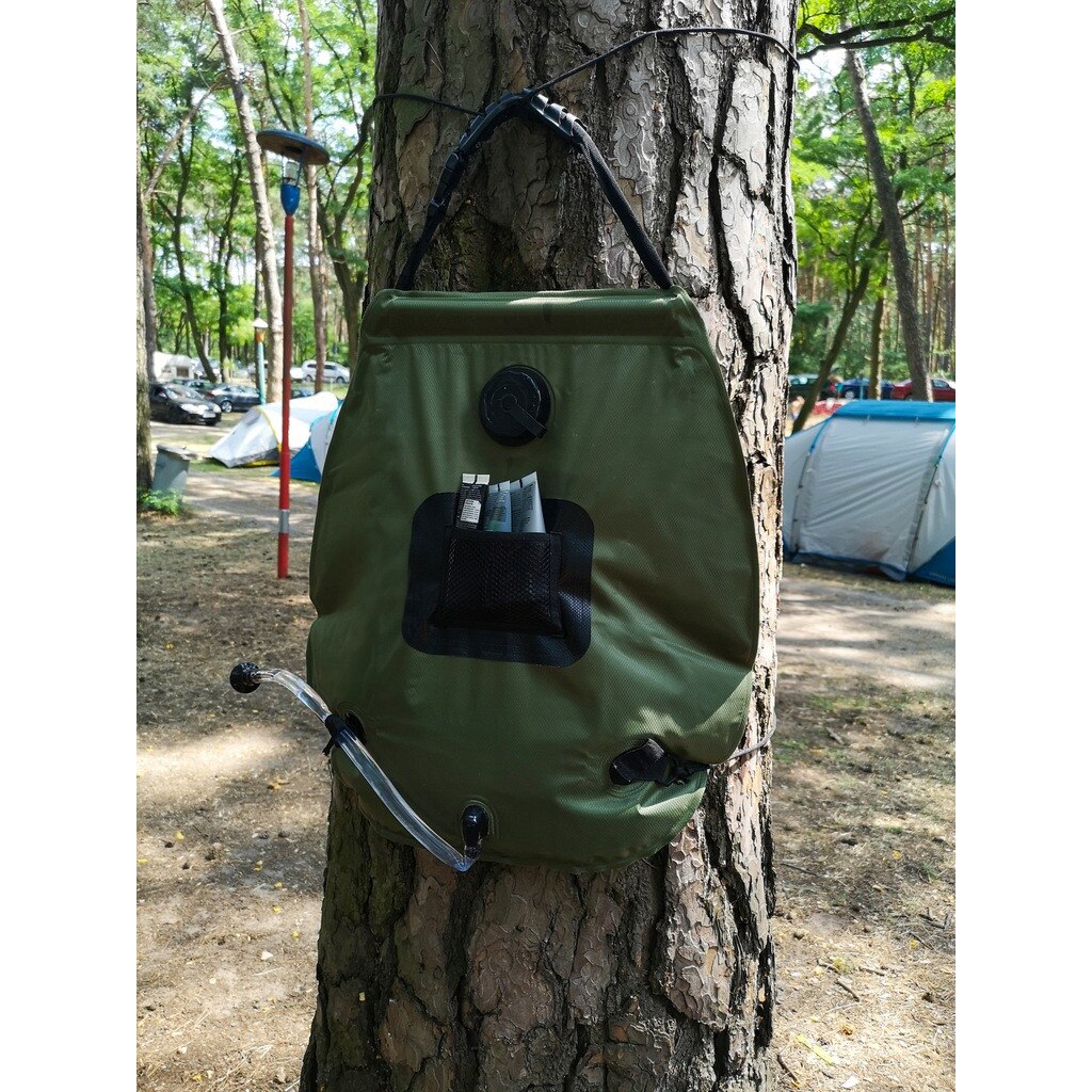 Dus solar, Zola®, pentru camping - 20L, cap de dus, verde, sacut ...