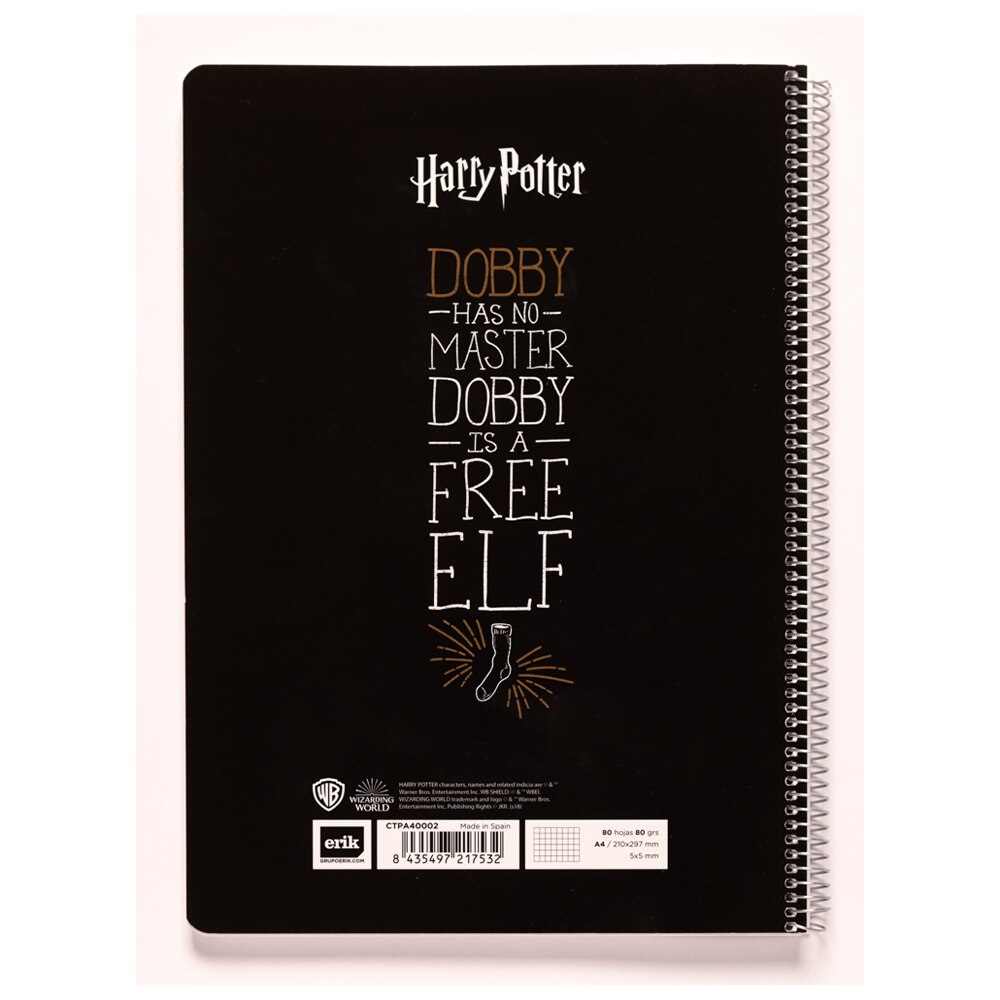 Caiet de matematica Harry Potter Dobby A4, cu spirala, 80 de file ...