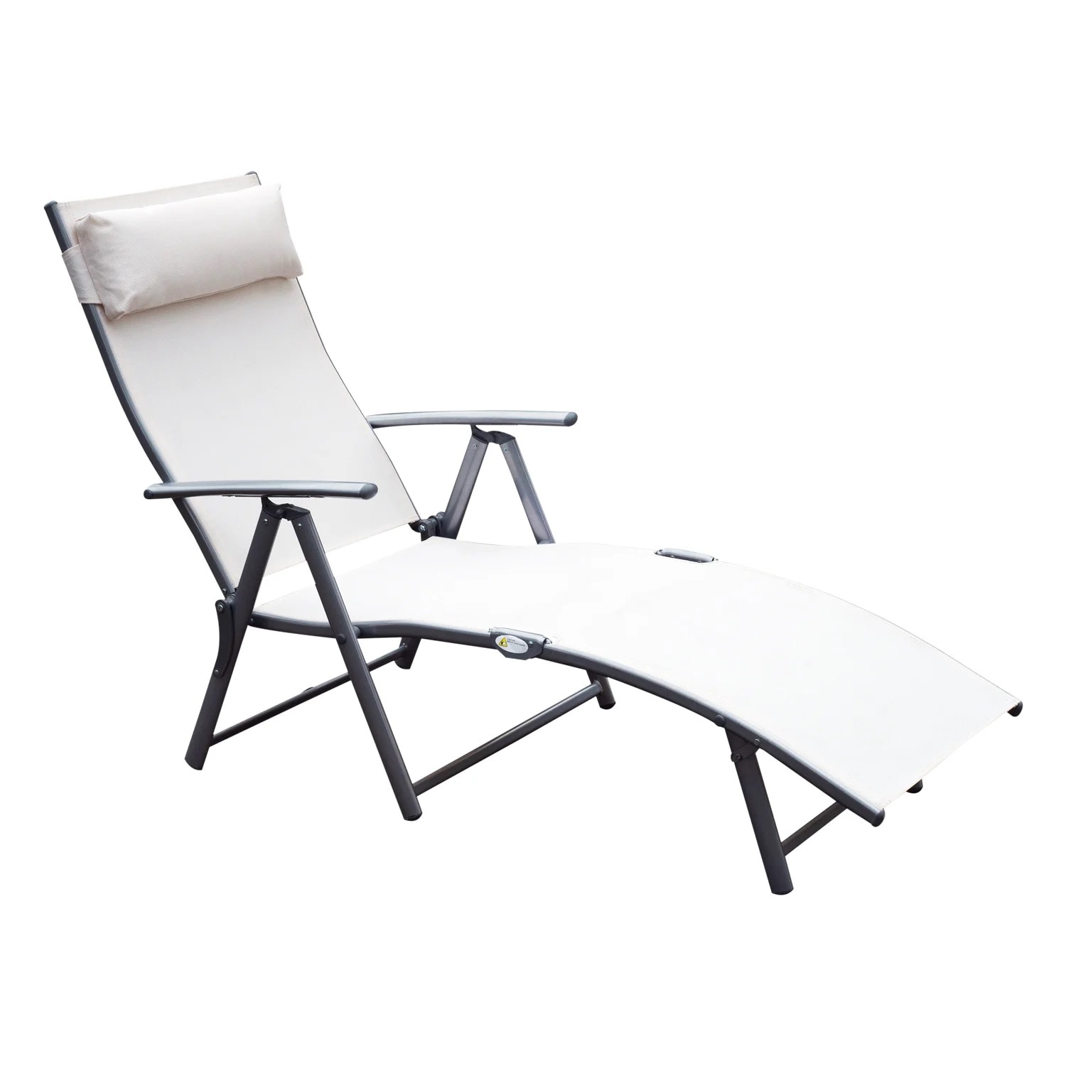 Sezlong Outsunny de Gradina Pliabil cu Spatar Reglabil, Crem Alb 137x63 ...