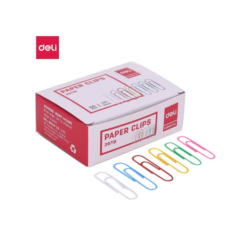 Cutie 100 Agrafe de Birou DELI Essential, Colorate, 33 mm - eMAG.ro