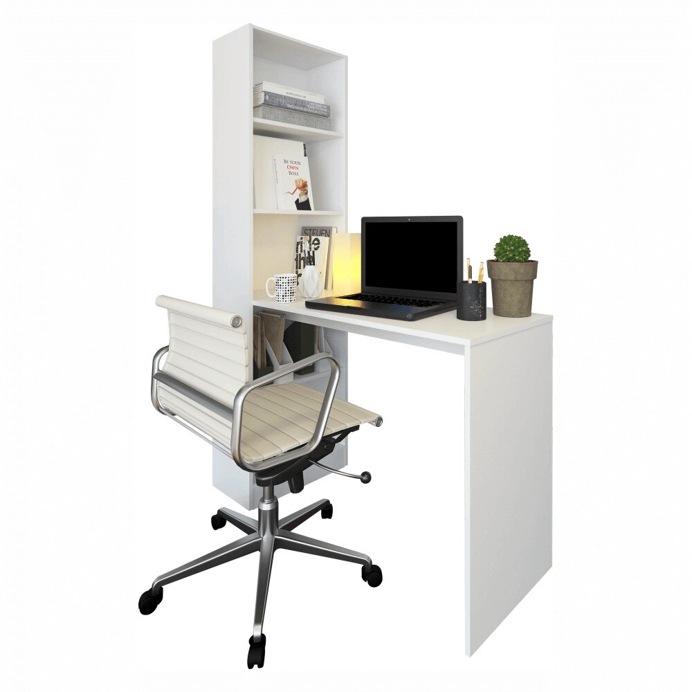 Birou cu raft inclus, alb ,125x183x46.8 cm ,Bortis Impex - eMAG.ro