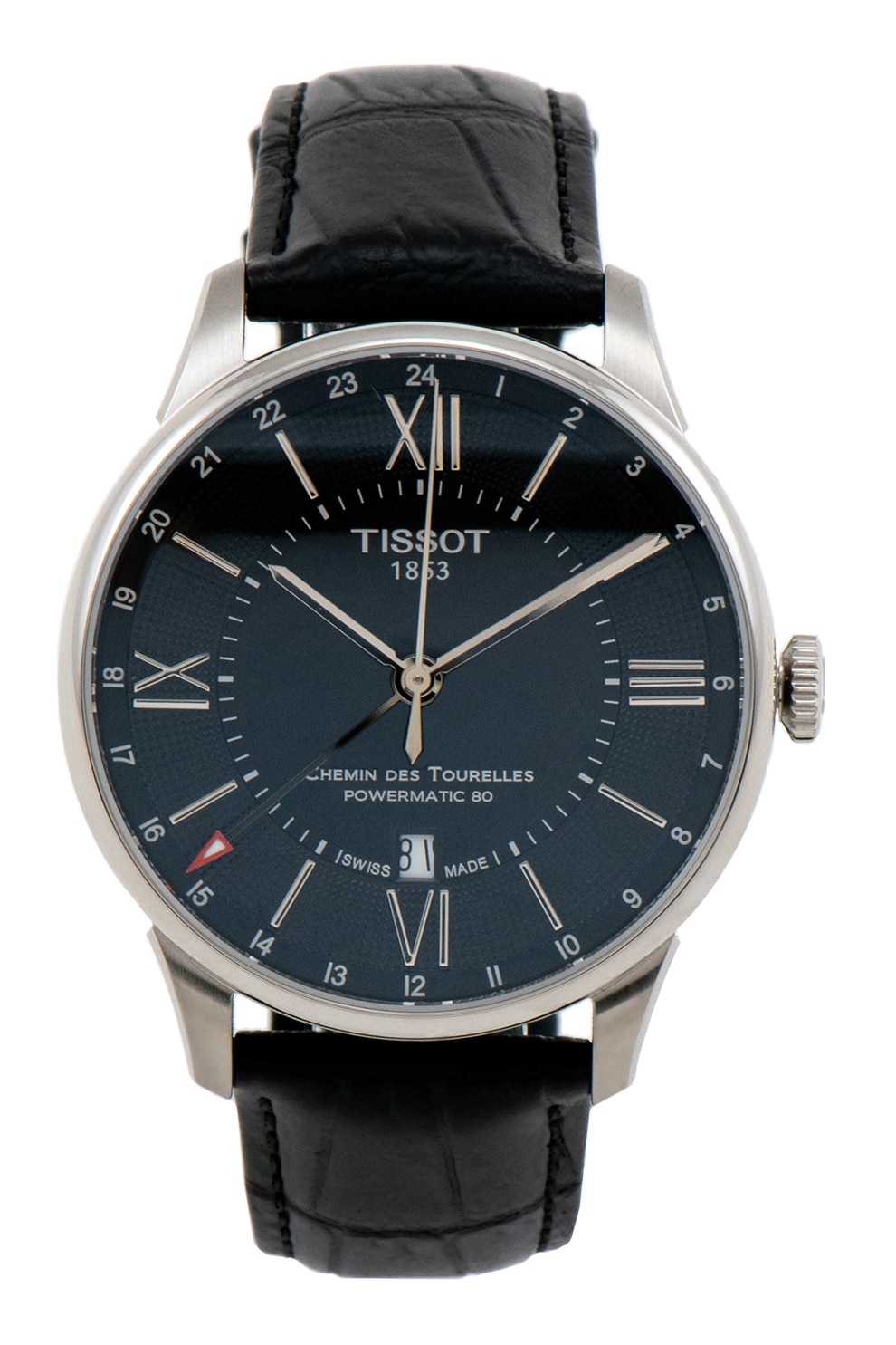 Tissot, Ceas automatic cu o curea de piele, Argintiu/Negru - eMAG.ro