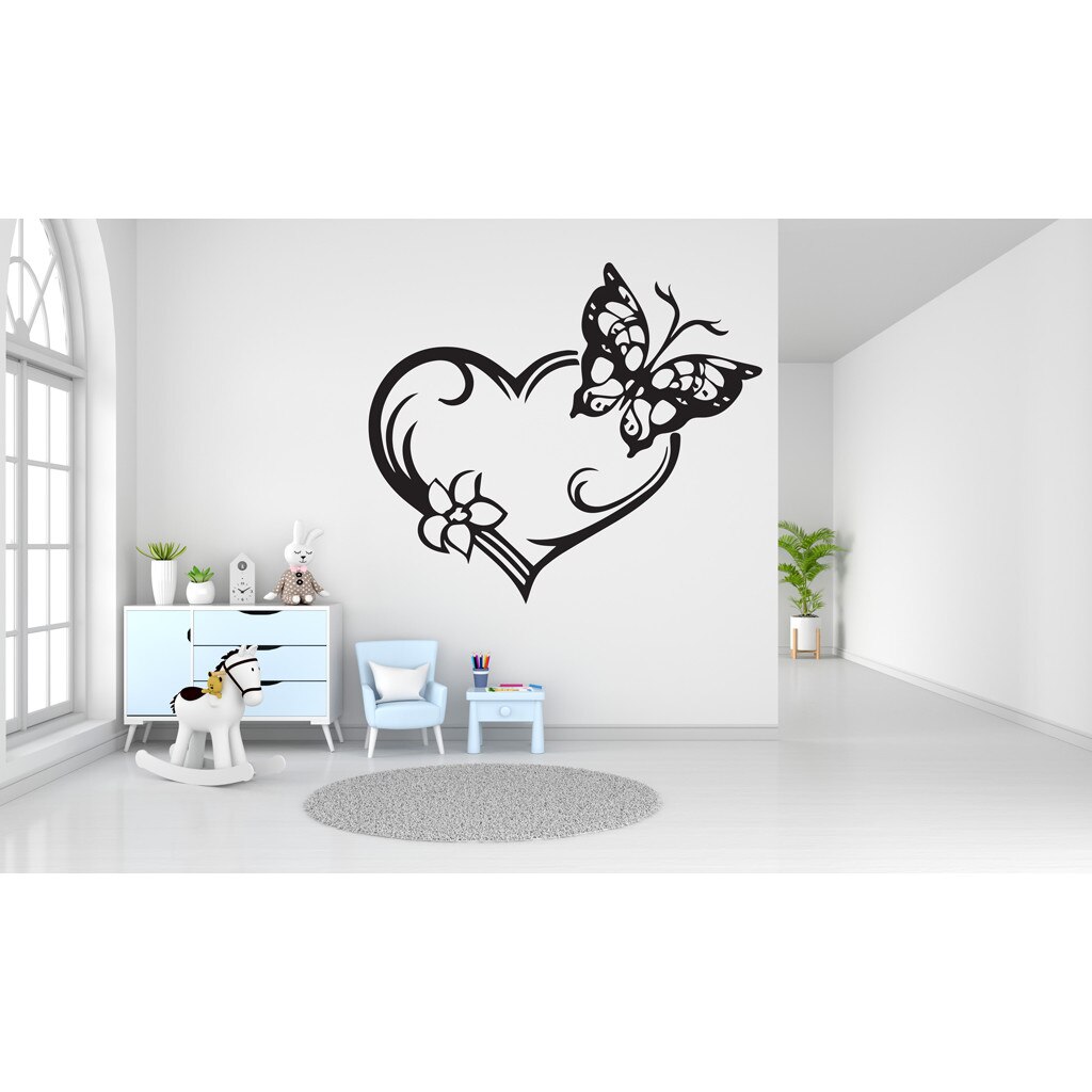 Sticker autocolant inima si fluture, 120 x 104 cm - eMAG.ro