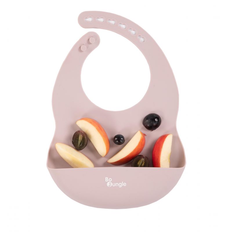 Set hranire bebe si diversificare din silicon, Bo Jungle, 1 baveta, 1 farfurie intinsa, 1 bol cu ...