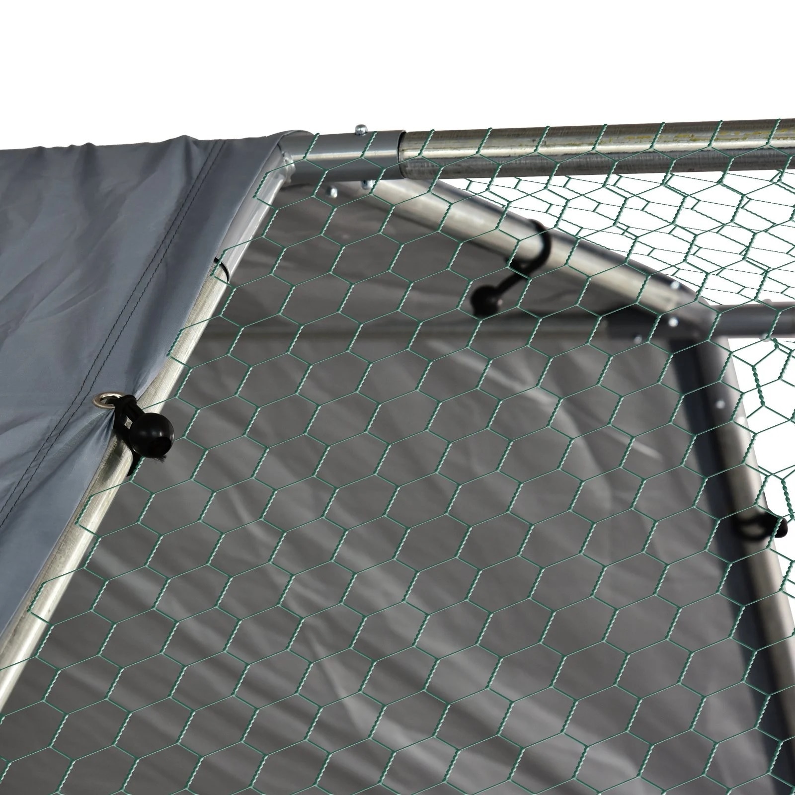 Cusca Gard Pawhut pentru Gaini din Metal Usa cu Bloc si Acoperis Oxford ...