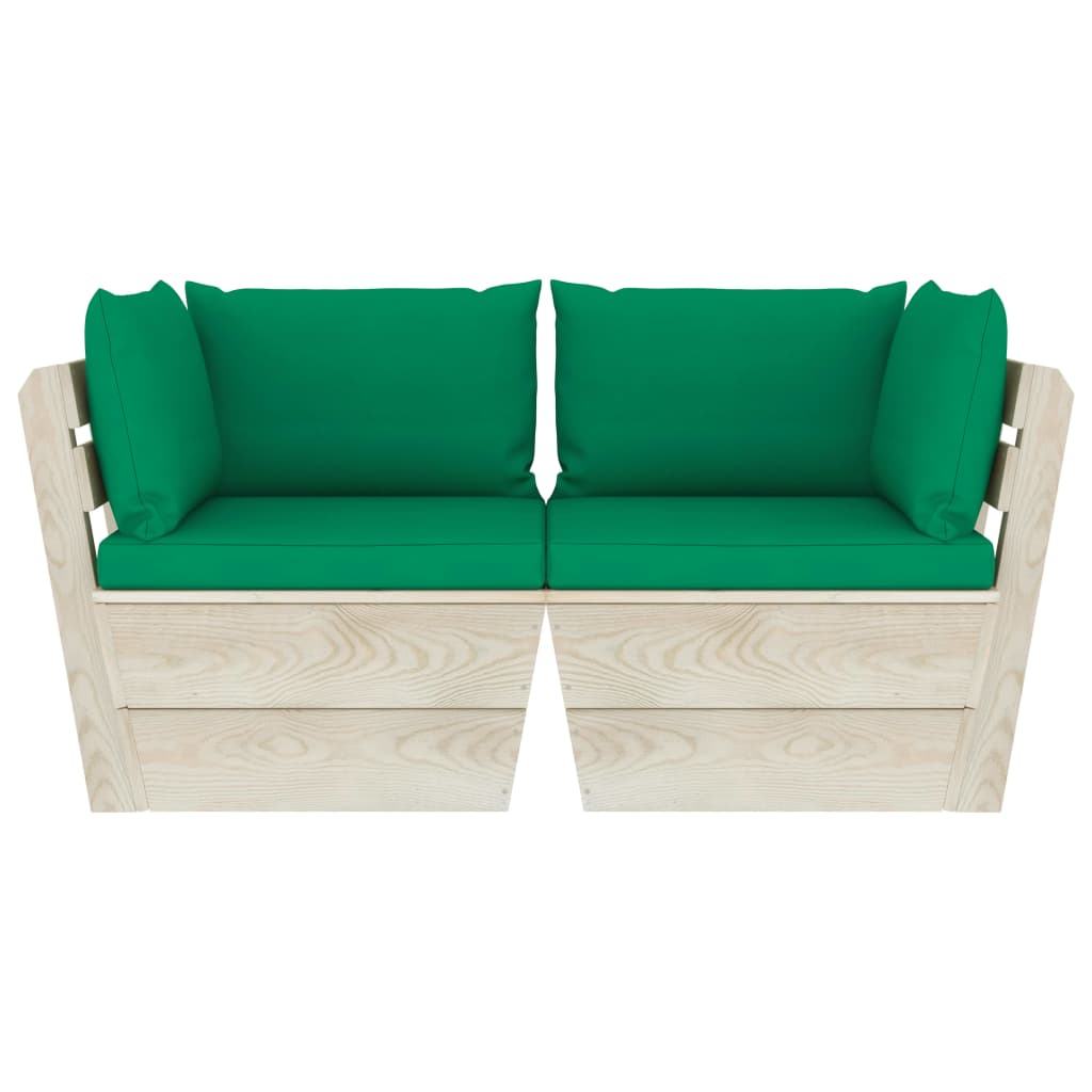 Canapea gradina 2 locuri din paleti, cu perne, lemn de molid - eMAG.ro